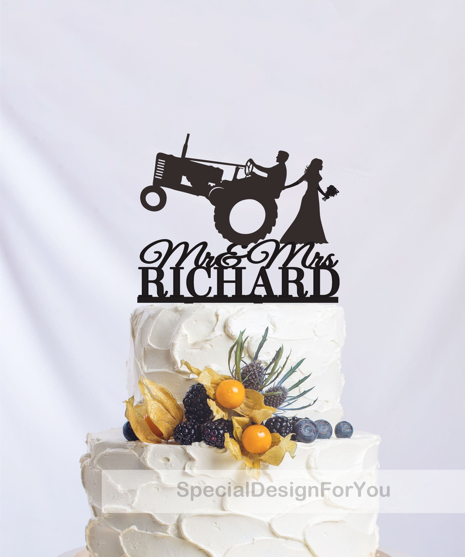 Farmer Wedding Cake Topper Country Cake Topper Tractor Cake | Etsy