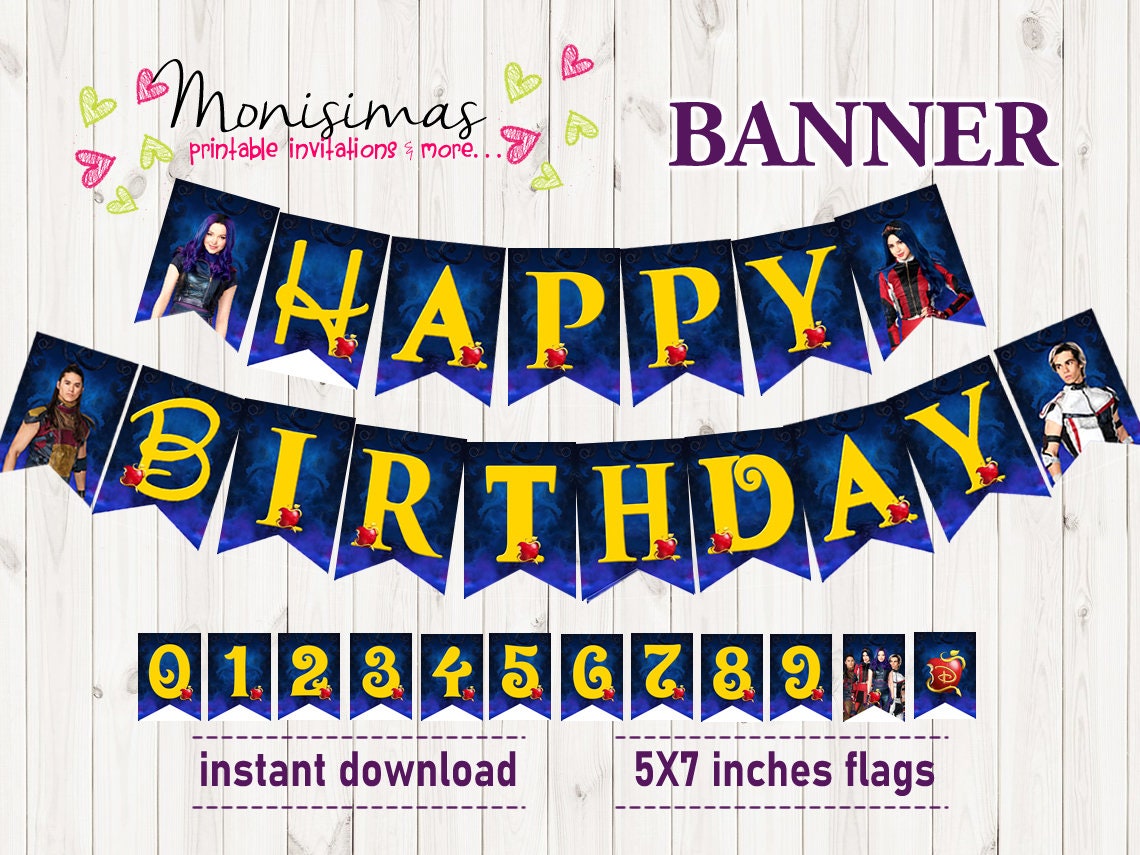 Descendants Banner Descendants Birthday Banner Descendants 3 | Etsy