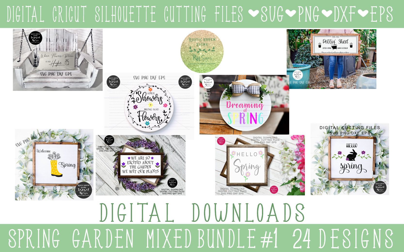 Scrapbooking Cricut Silhouette Cutting Files Sign Maker Bundle Spring ...