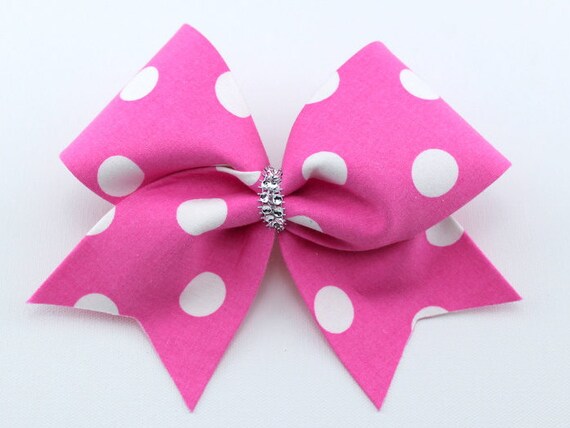 Pink Polka Dot Cheer Bow