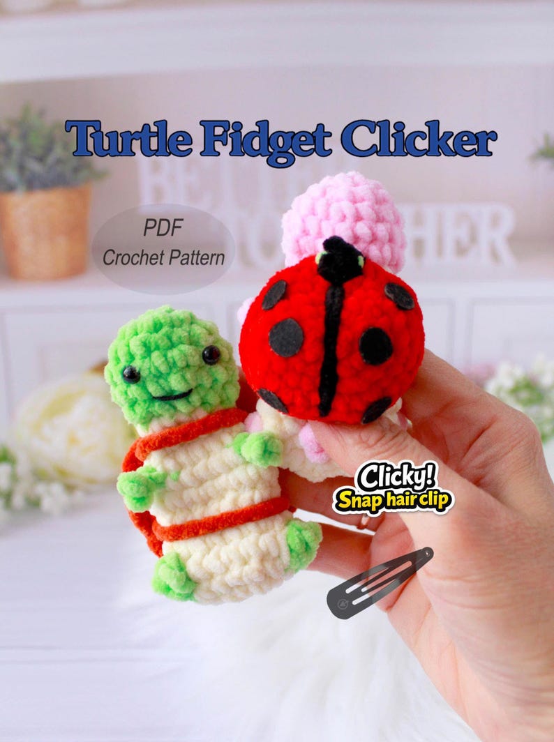 Turtle Crochet Pattern Fidget Clicker PDF 2 in 1 | Sensory Toy That ...