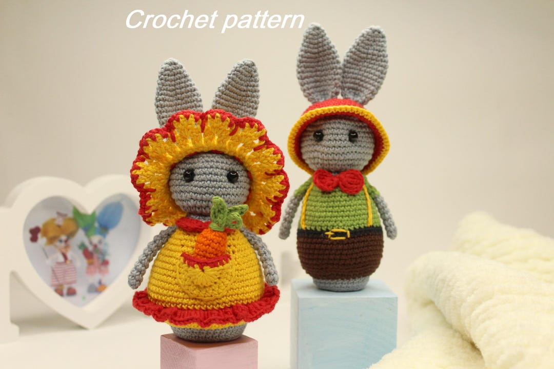 Montessori Bunny Rabbit Crochet PATTERN Set of 2, Bunny Lovey Amigurumi ...