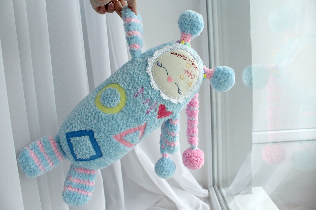 OOAK Plush Cuddle Monster Toy, Long Crochet Enchanting Creature, Cute ...