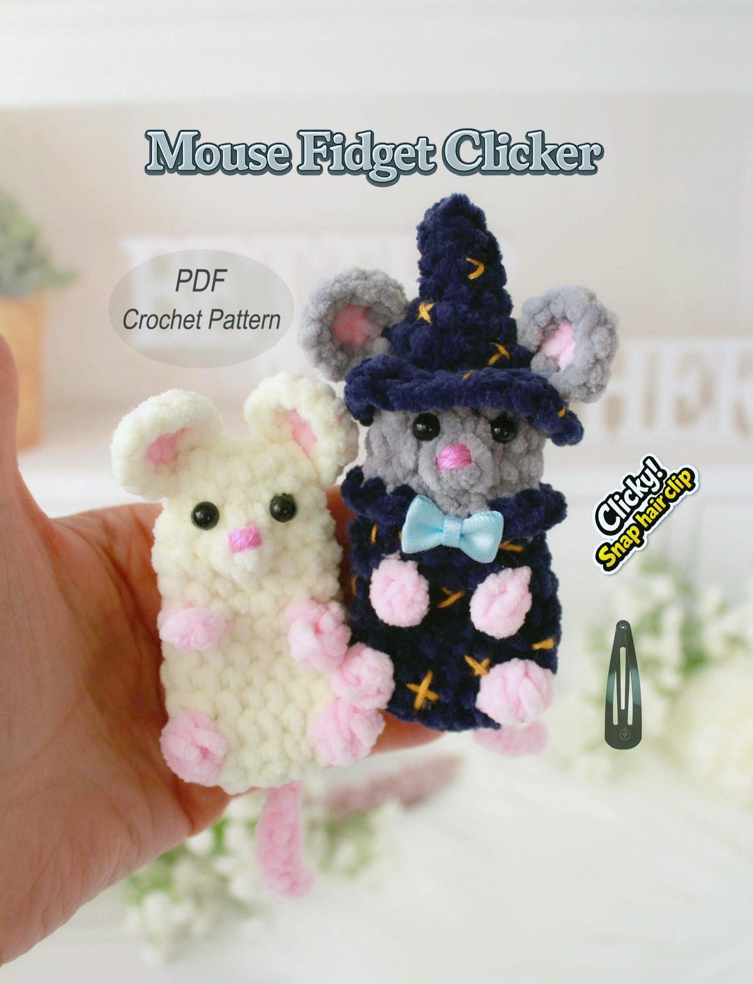 Mouse Crochet Pattern Fidget Clicker PDF 2 in 1 | Sensory Toy That ...