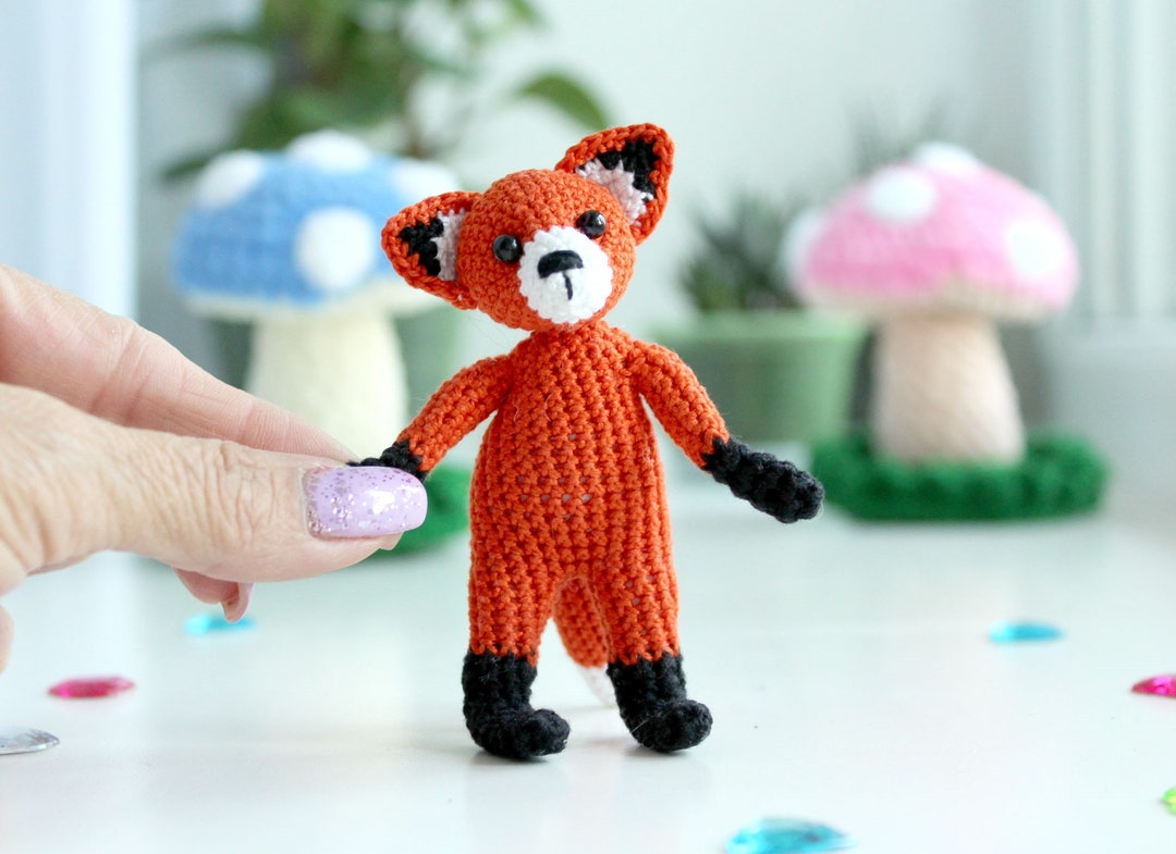 Miniature Crochet Fox Art Doll, Interior Small Fox, Poseable Figure ...