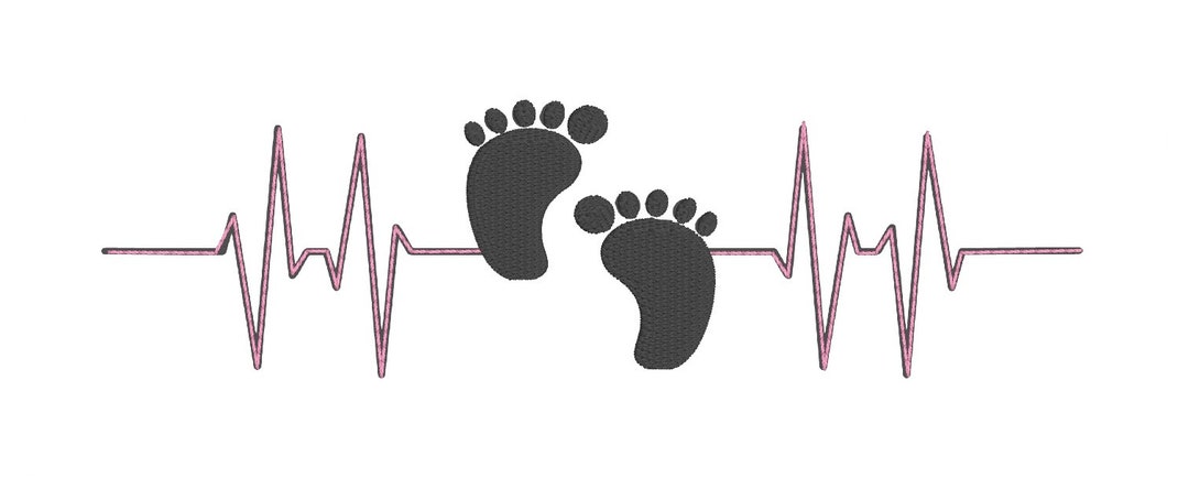 EKG With Baby Feet Embroidery Design - Etsy