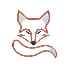 Embroidery Design of Fox Head and Tail Filled and Appliqué Designs, Two ...