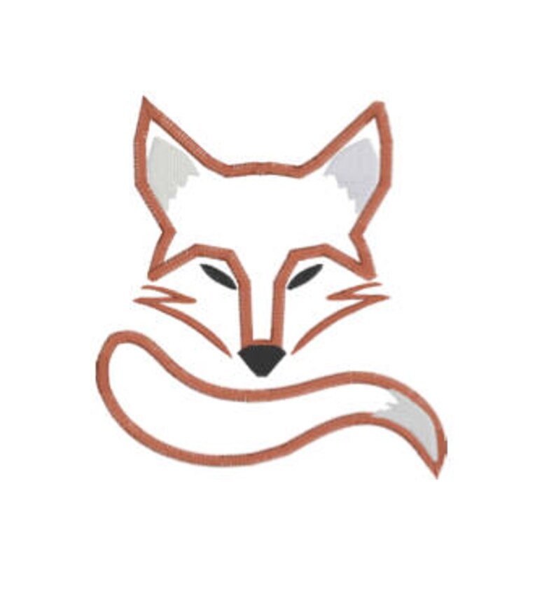 Embroidery Design of Fox Head and Tail Filled and Appliqué Designs, Two ...
