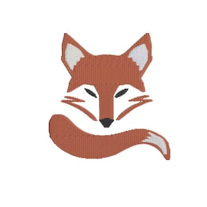 Embroidery Design of Fox Head and Tail Filled and Appliqué Designs, Two ...