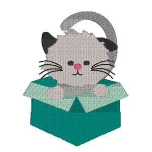 Embroidery Design of Cat in a Box - Etsy