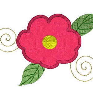 Embroidery Design of Swirly Stem Applique Flower - Etsy