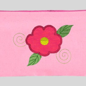 Embroidery Design of Swirly Stem Applique Flower - Etsy