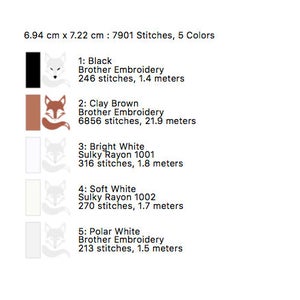 Embroidery Design of Fox Head and Tail Filled and Appliqué Designs, Two ...