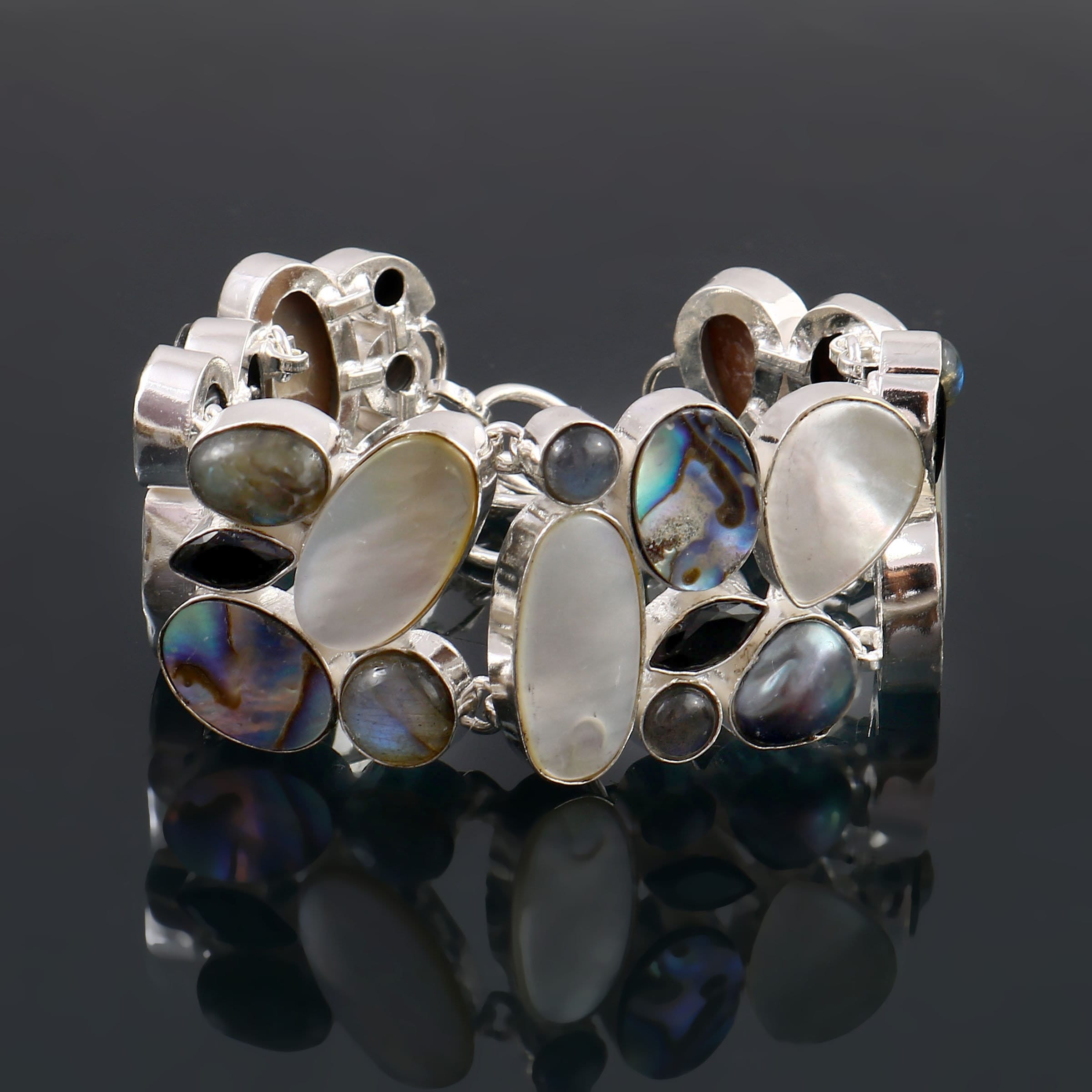 Mother of Pearl Abalone Shell Labradorite Biwa Pearl Balck - Etsy