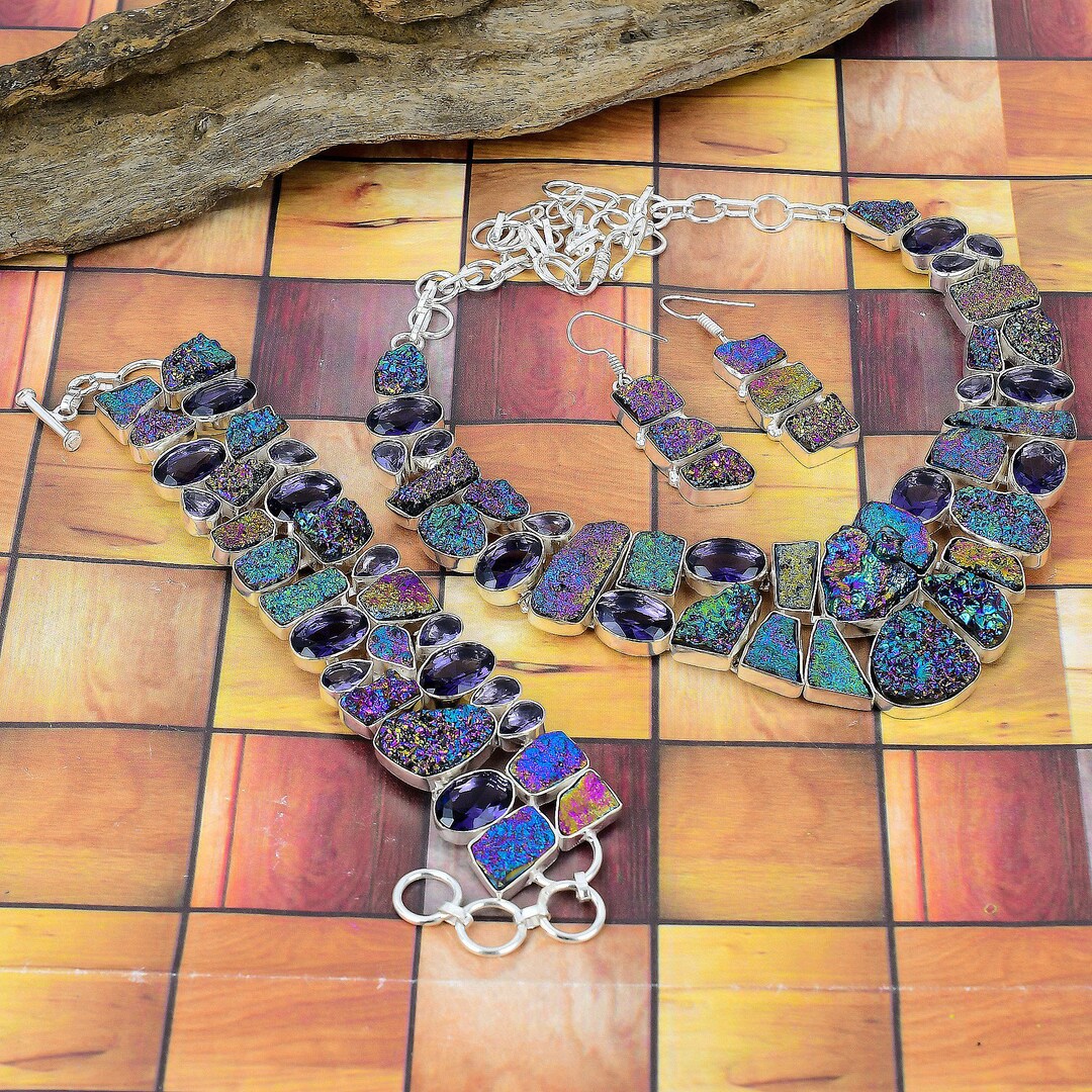 Blue Purple Shaded Titanium Druzy Agate Amethyst Topaz Gemstone ...
