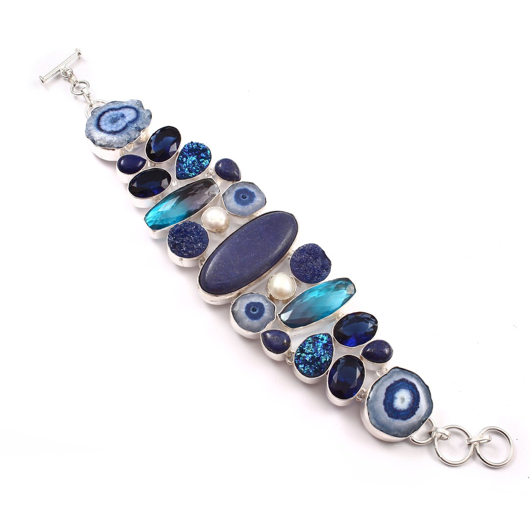 Lapis Lazuli Blue Solar Shaded Tourmaline Blue Titanium Druzy Multi ...