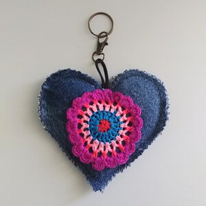 Denim Heart Keychains, Purse or Backpack Charms, 5 to Choose From - Etsy