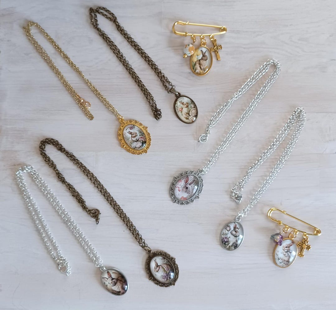 Easter Jewelry Easter Necklace Easter Pin Bunny Necklace Bunny Pin - Etsy