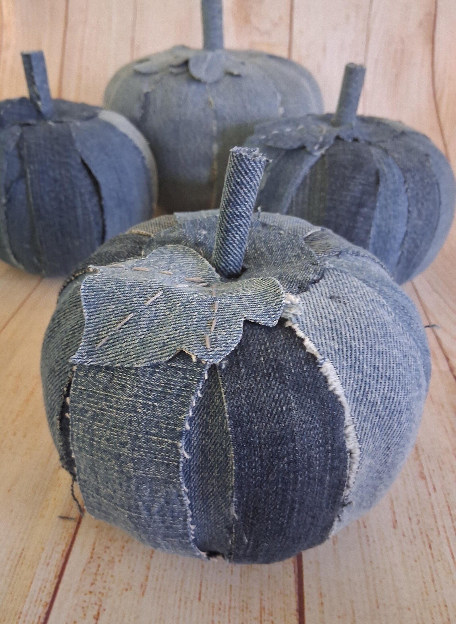 Recycled Denim Pumpkins, Denim Fall Decor, Handmade Pumpkins - Etsy