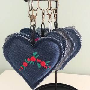 Denim Heart Keychains, Purse or Backpack Charms, 5 to Choose From - Etsy