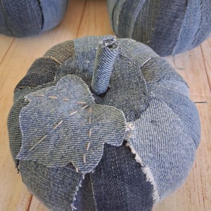 Recycled Denim Pumpkins, Denim Fall Decor, Handmade Pumpkins - Etsy