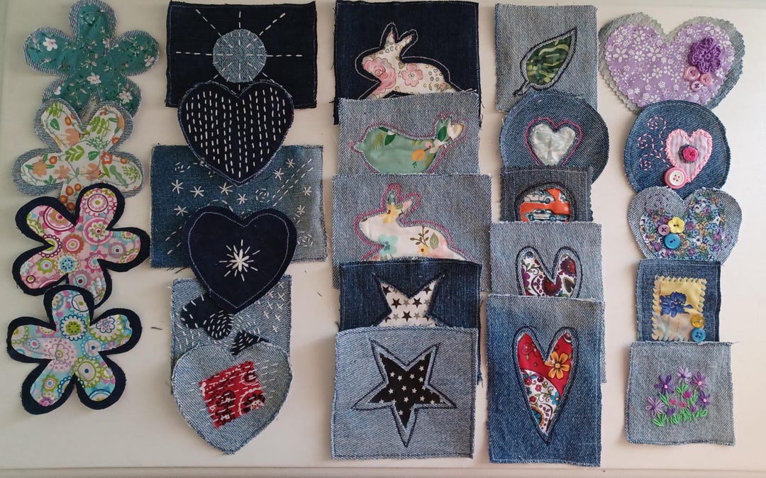 Sew on Recycled Denim Patches Denim Appliques Craft Patches - Etsy