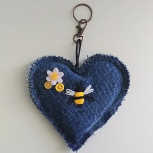 Denim Heart Keychains, Purse or Backpack Charms, 5 to Choose From - Etsy
