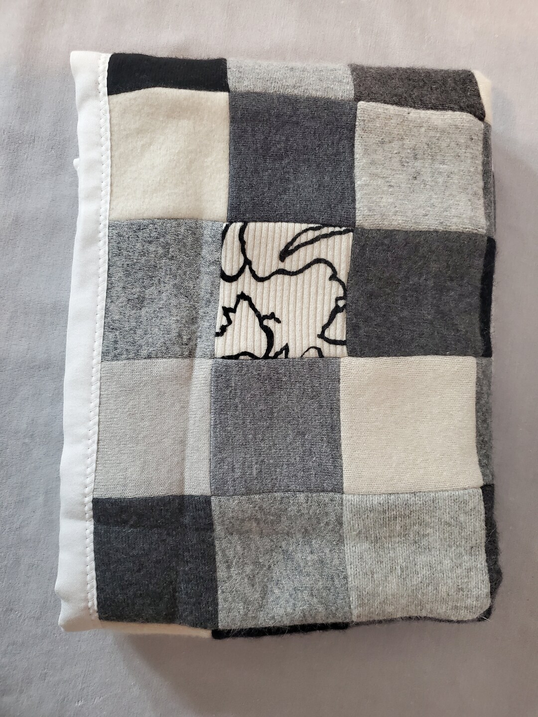 Handmade Upcycled Recycled Black White Gray Cashmere Patchwork Wool ...