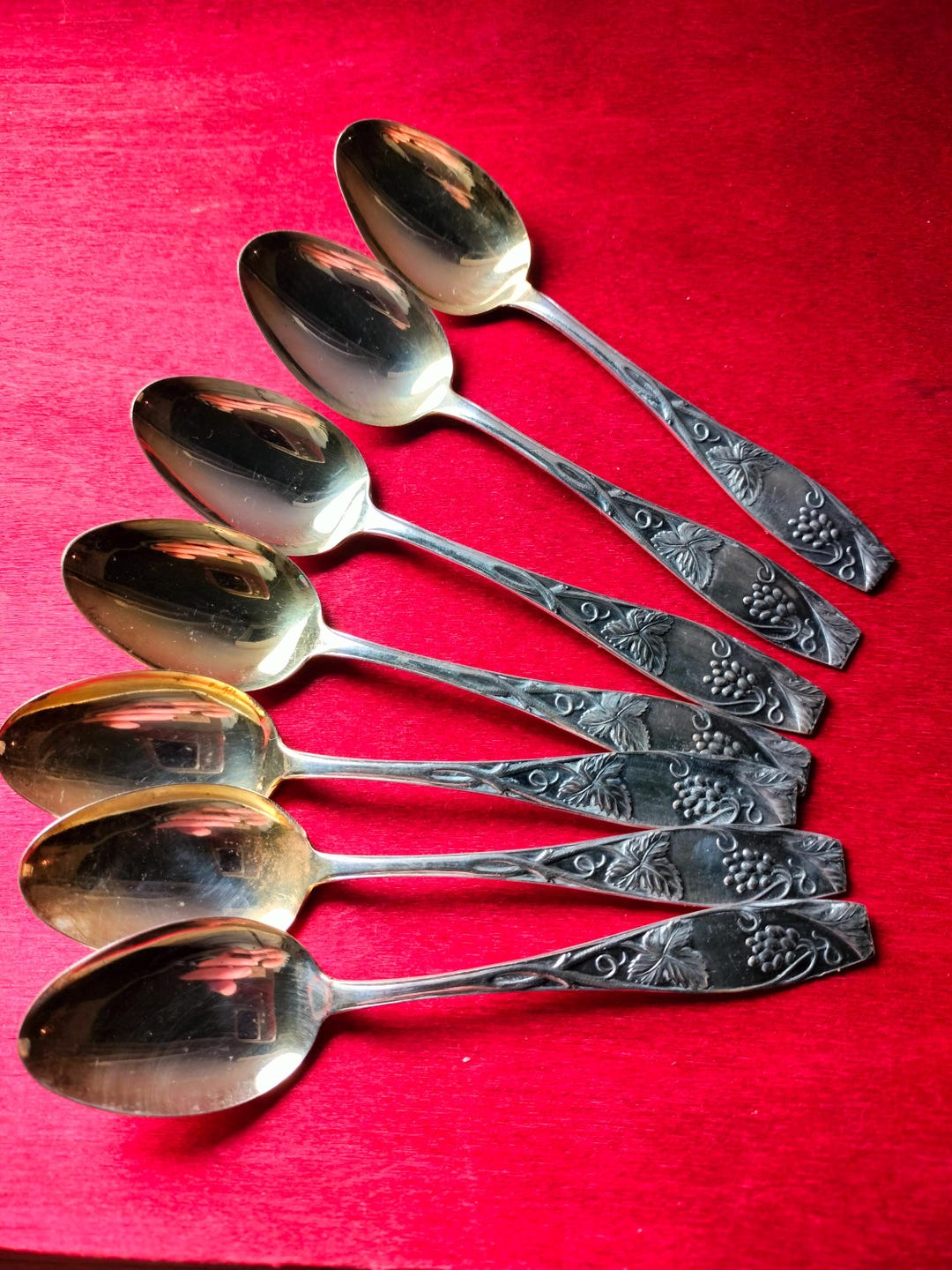 7 Tea Spoons, Vintage, Alpaca, Flower Details - Etsy