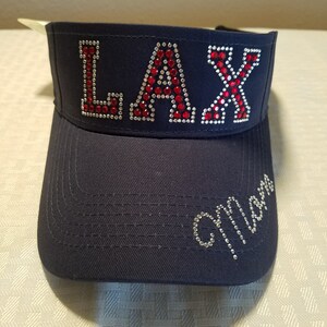 LAX Mom Navy Visor Lacrosse Rhinestones School Spirit - Etsy