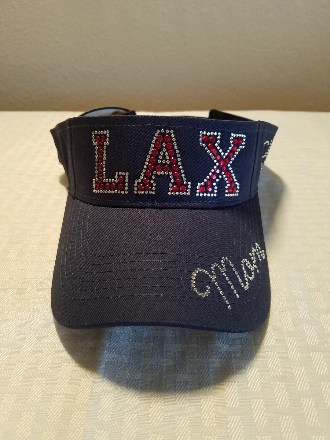 LAX Mom Navy Visor Lacrosse Rhinestones School Spirit - Etsy