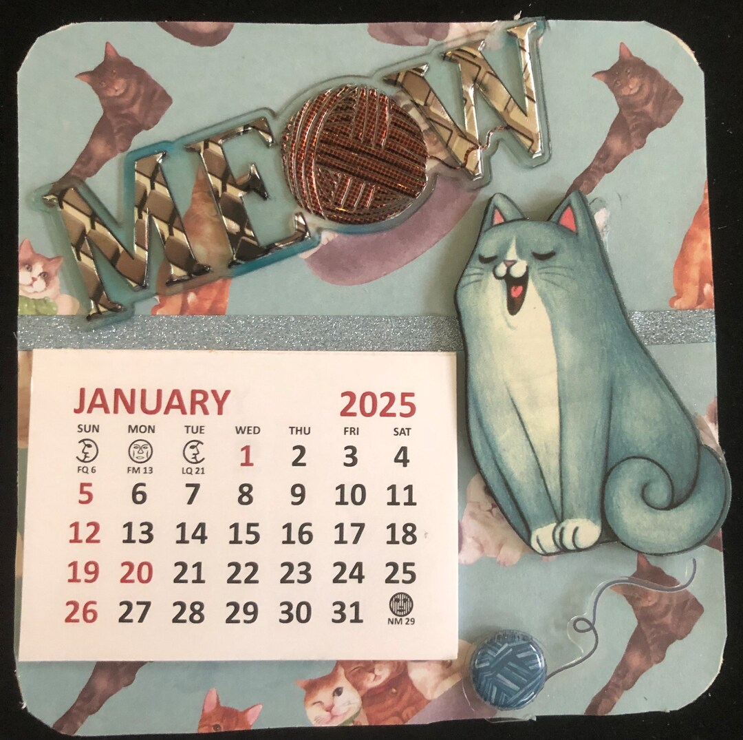 Mini Magnetic Calendar 2025 Cat - Etsy