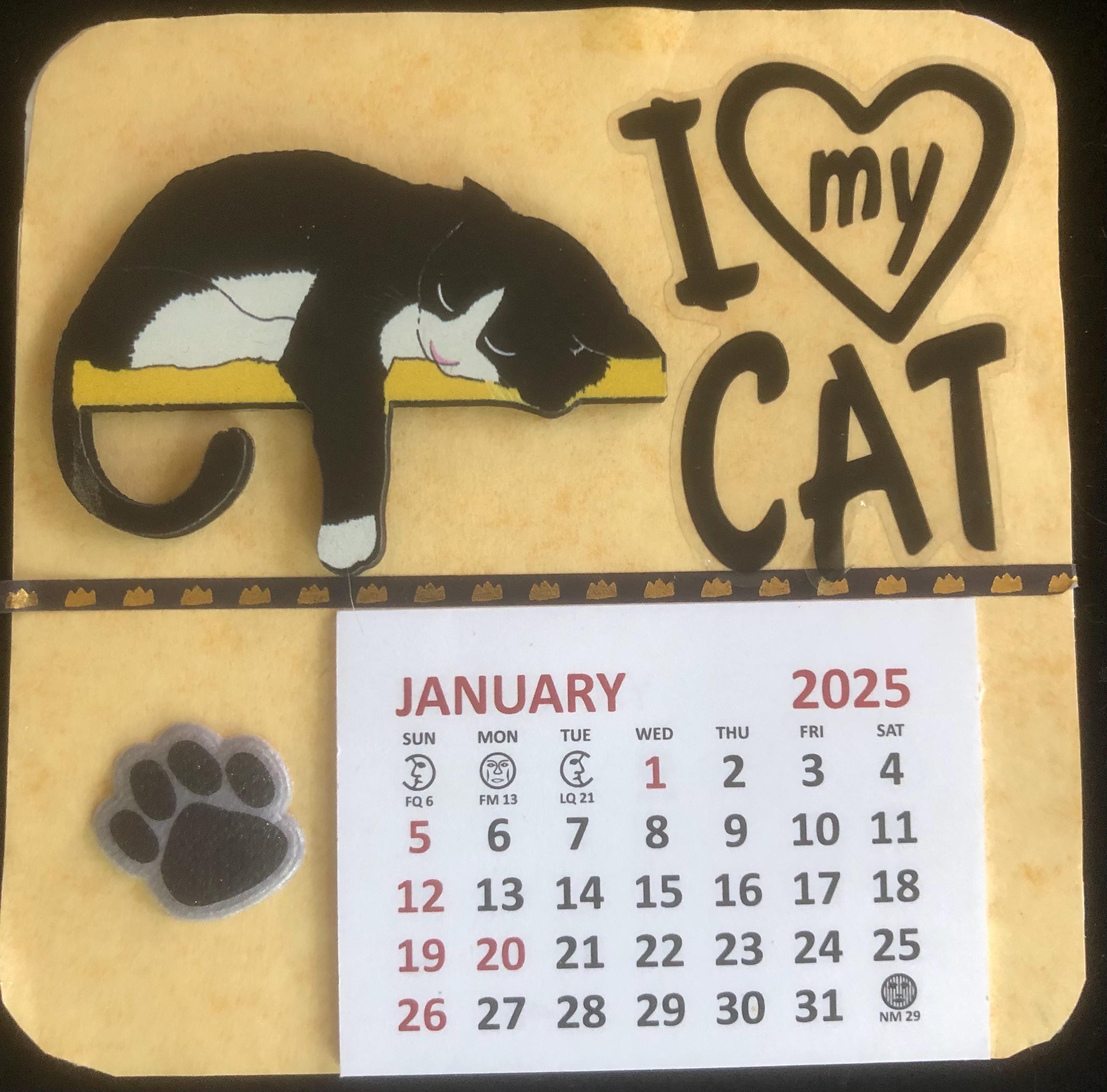 Mini Magnetic Calendar 2025 Cat - Etsy