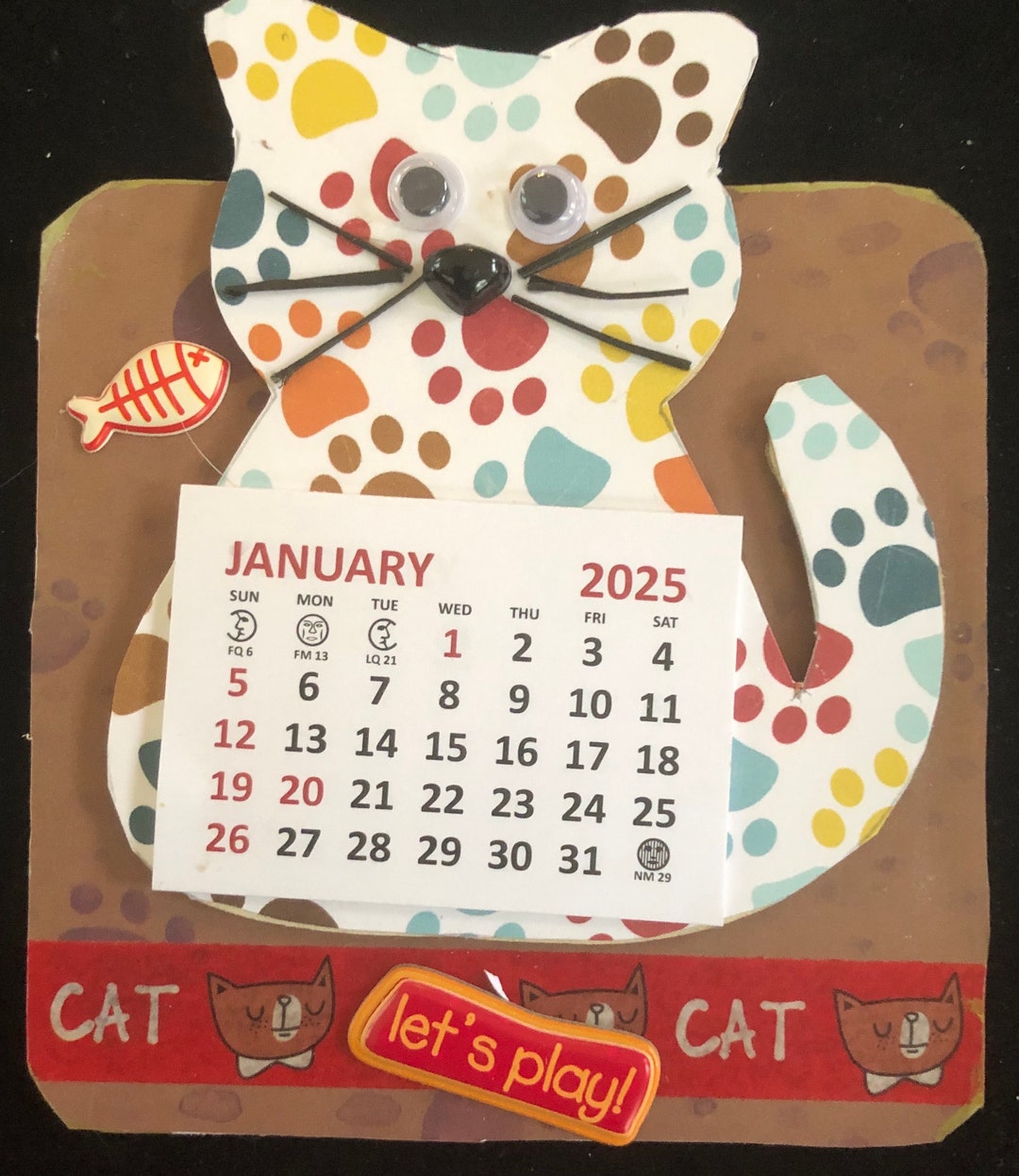 Mini Magnetic Calendar 2025 Cat - Etsy