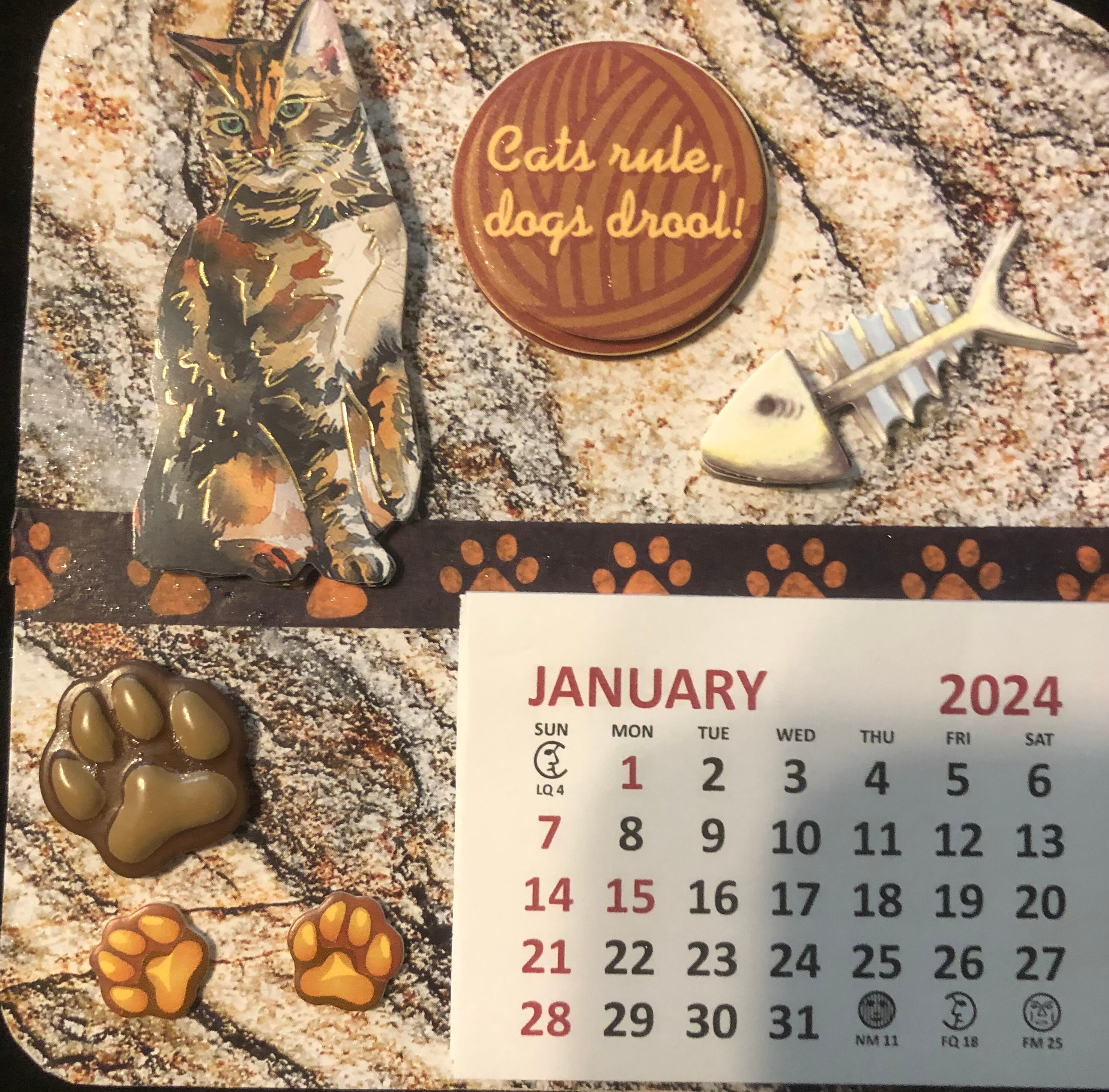 Mini Magnetic Calendar 2024 Cat - Etsy