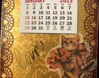 Mini Magnetic Calendar 2023 Cat - Etsy