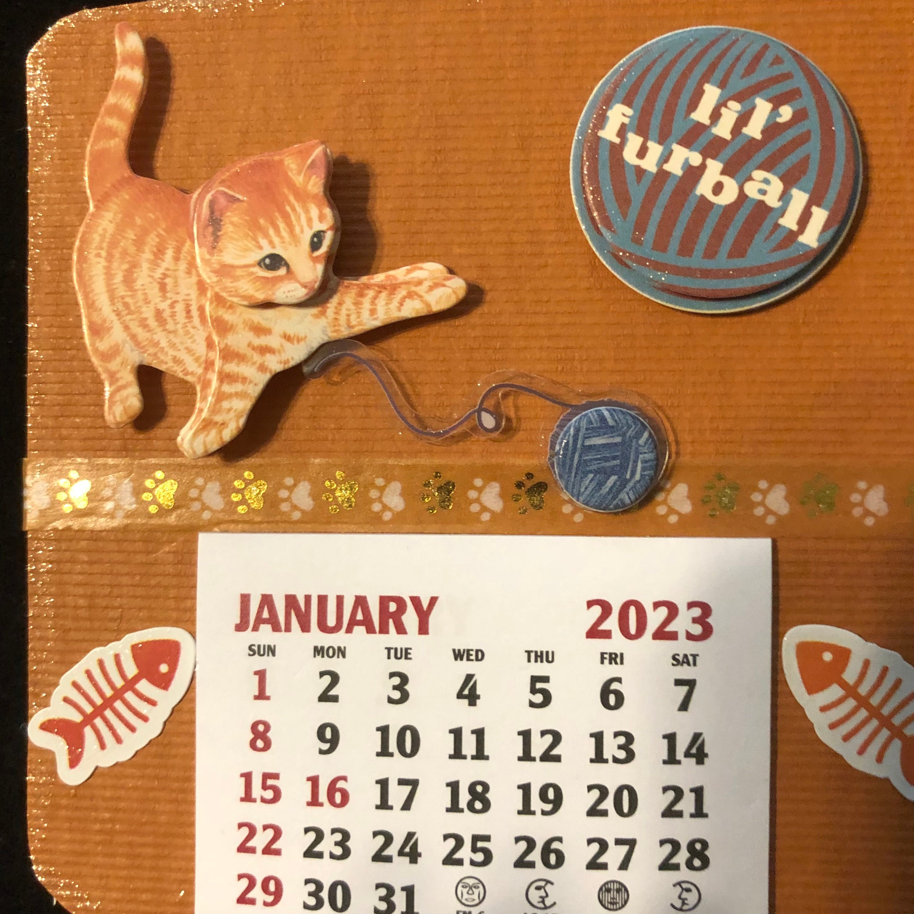 Mini Magnetic Calendar 2023 Cat - Etsy