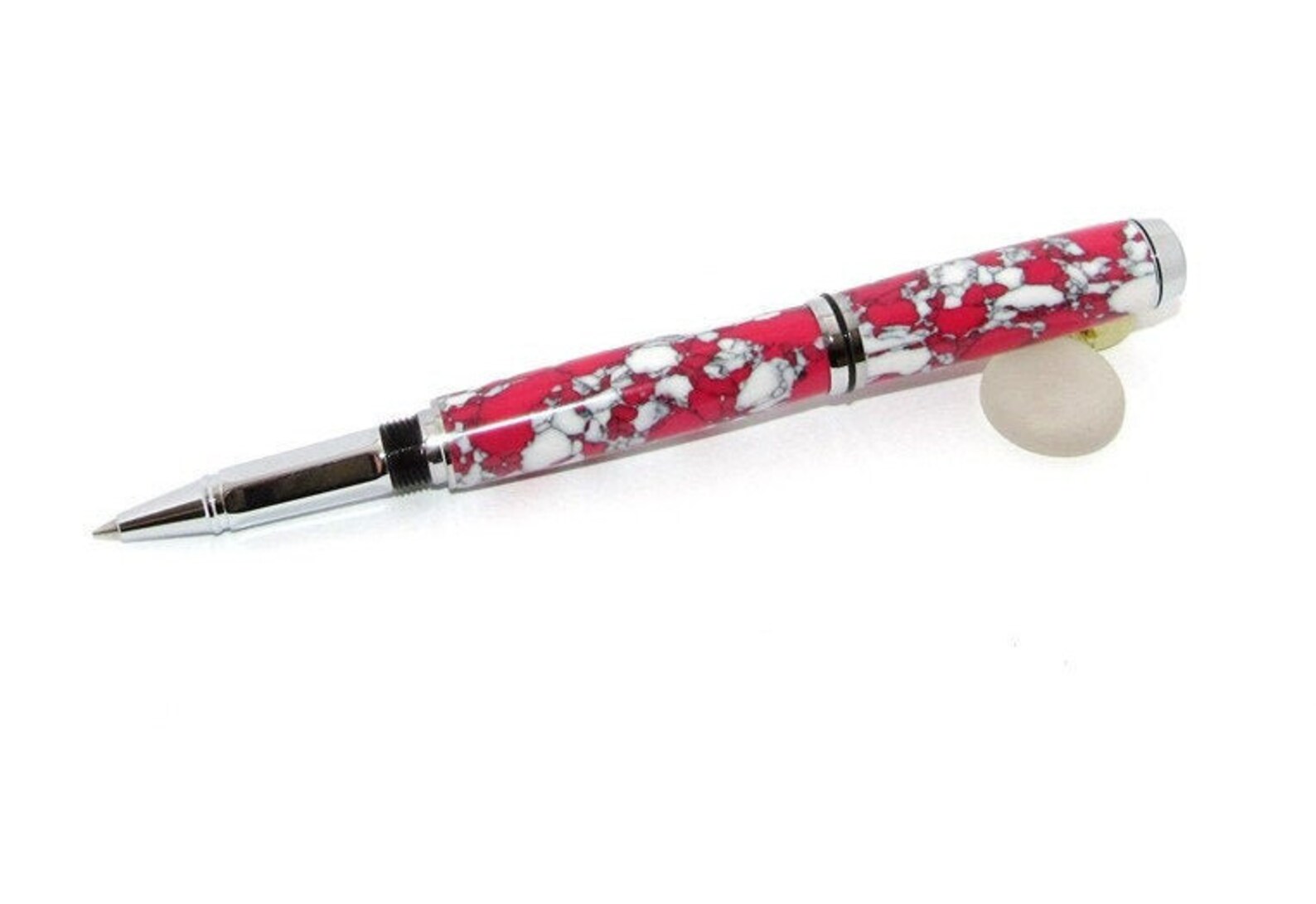 Red Agate Trustone Chrome Baron Rollerball Pen - Etsy