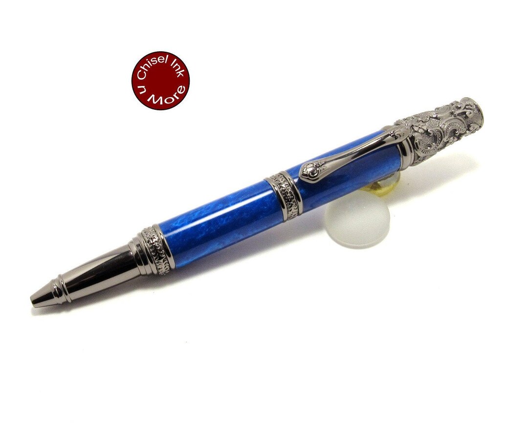 Dyna Blue with Gunmetal Vintage Victorian Twist Ballpoint Pen - Etsy ...
