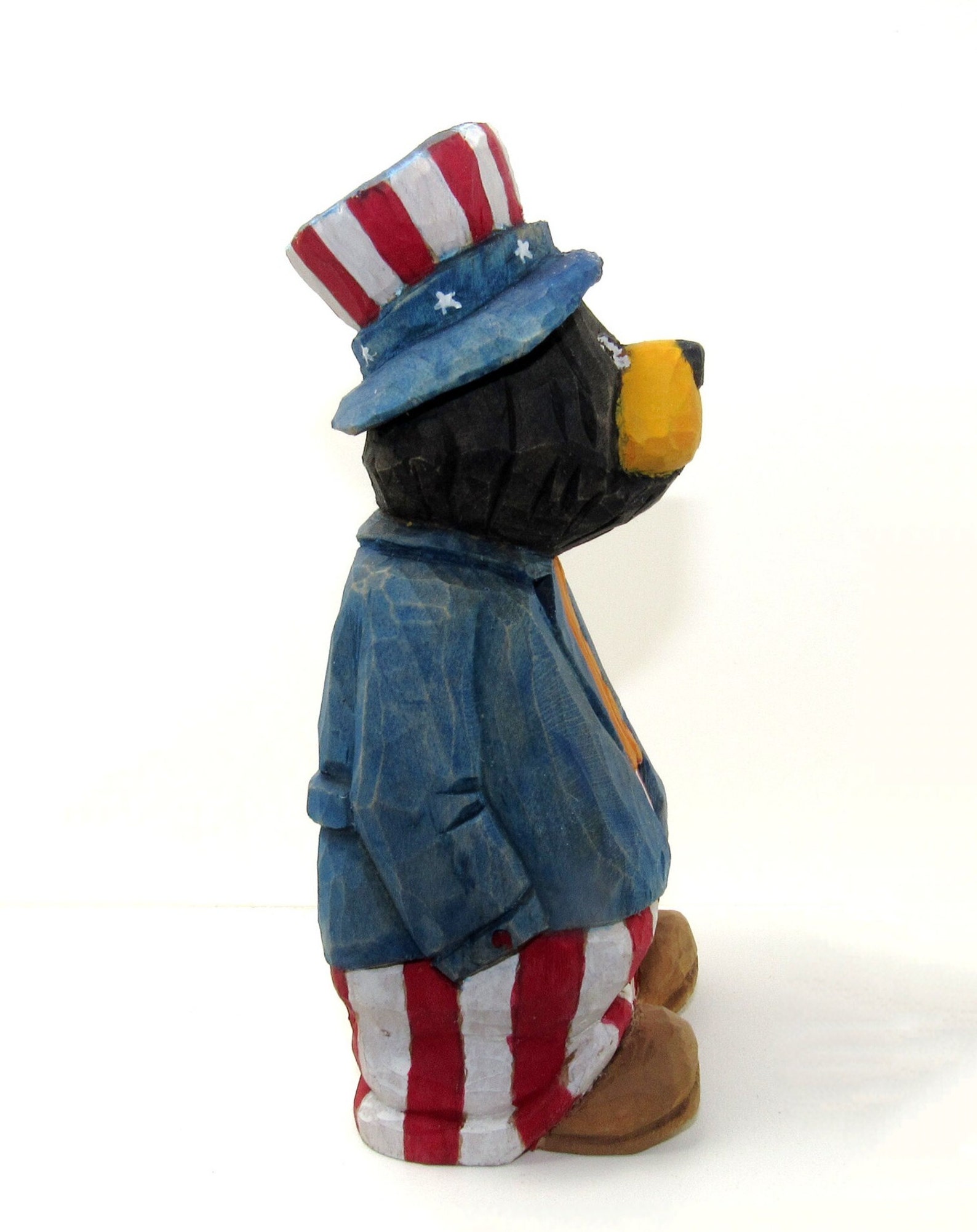 Hand Carved Patriotic Uncle Sam Bear - Etsy