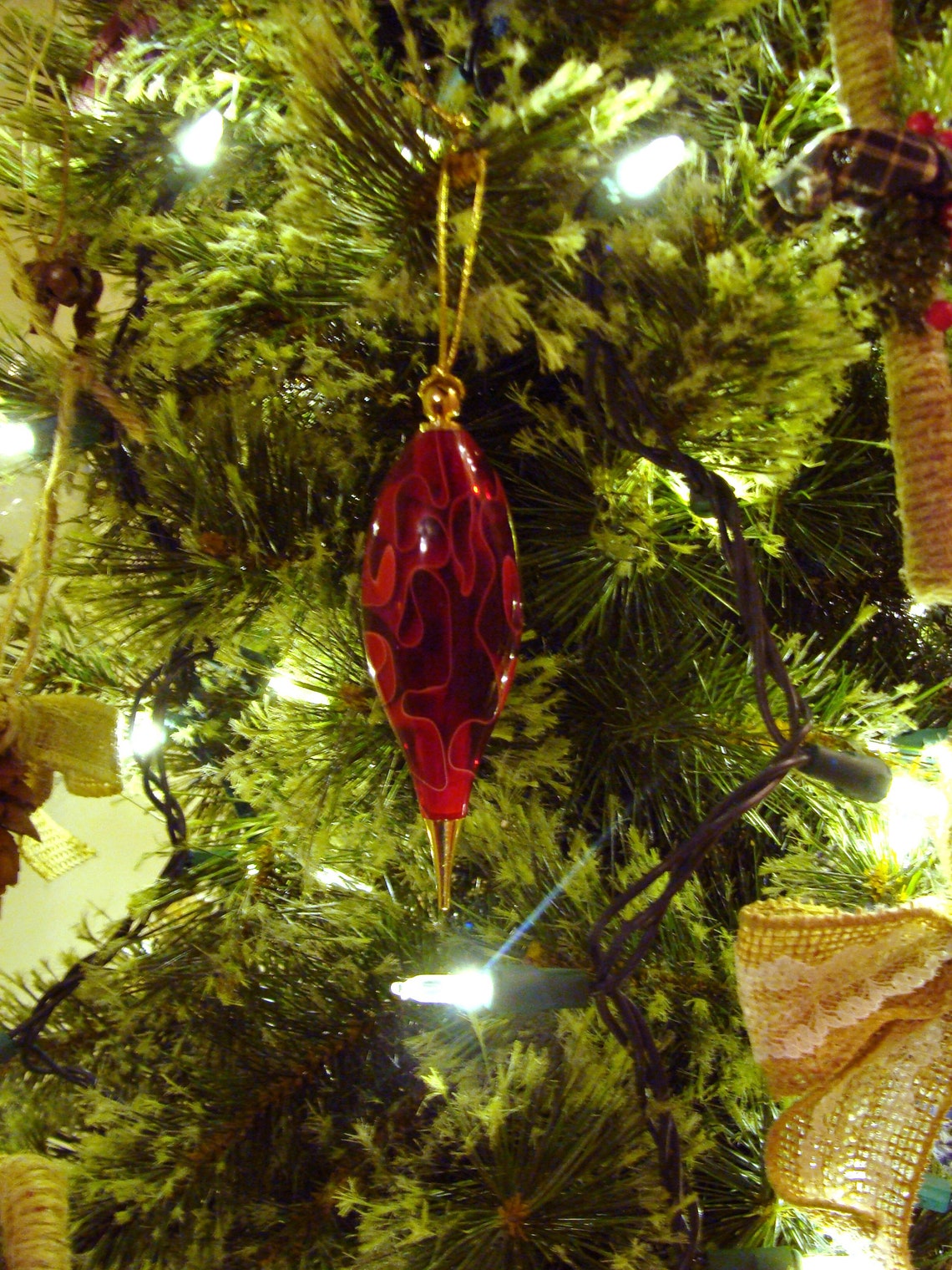Red Ribbon Candy Silk Tapered Ornament - Etsy