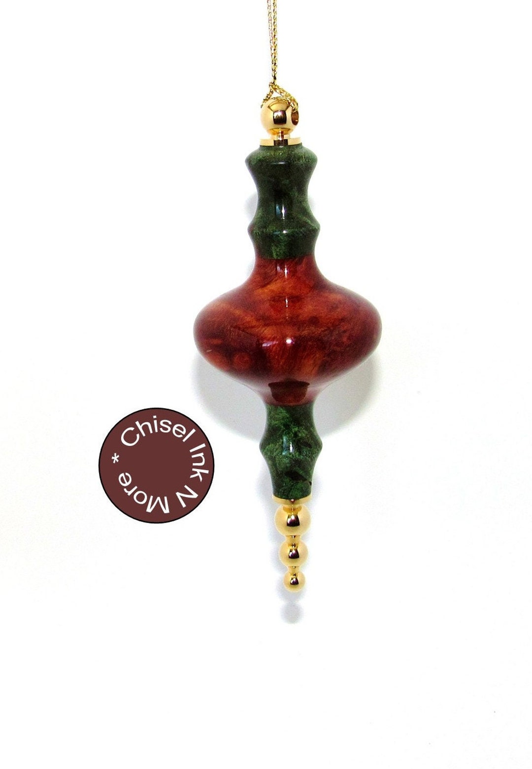 Green Maple Burl With Redwood Burl Wood and 24kt Gold Hand Turned ...