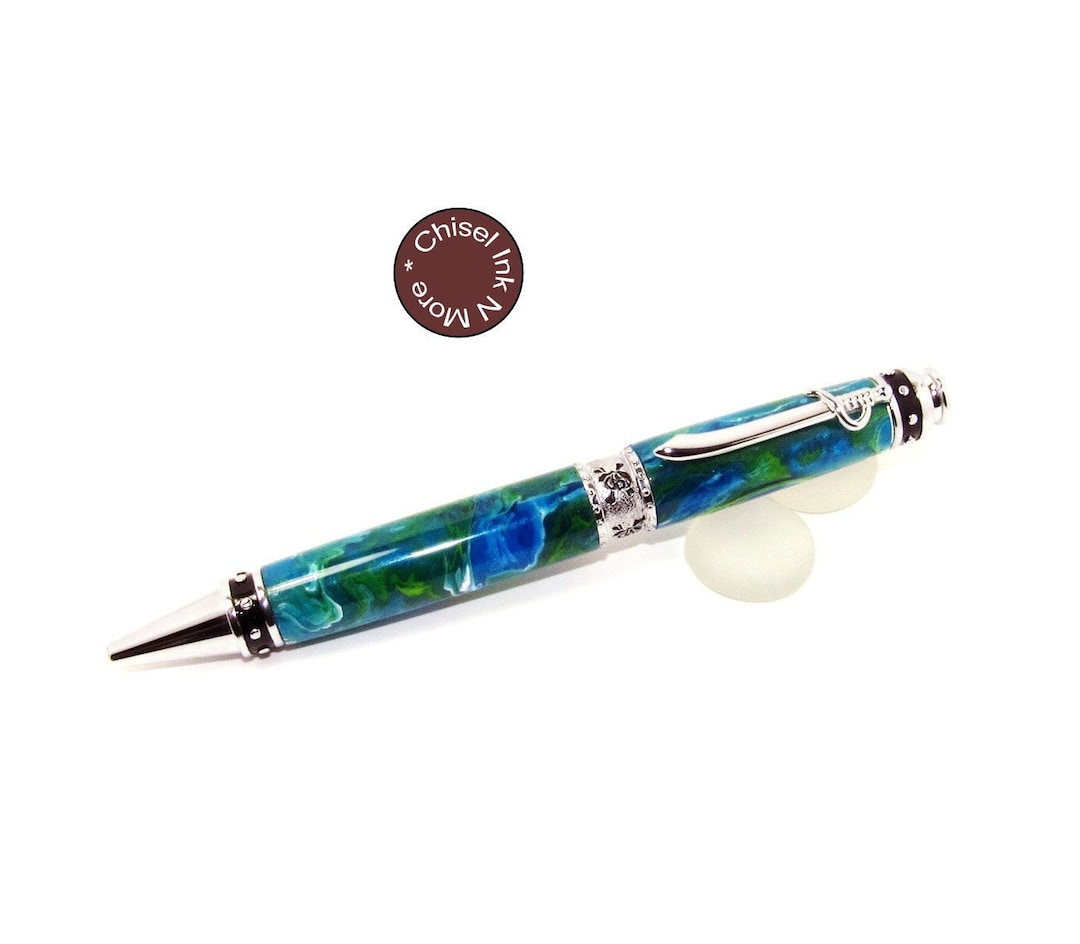 Blue Green Caribbean With Chrome Pirate Twist Ballpoint Pen - Etsy