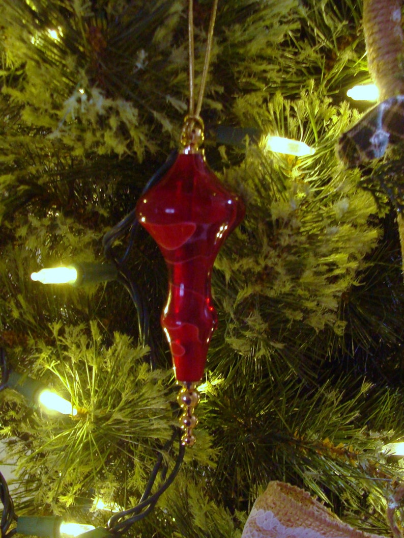 Red Ribbon Candy Silk Double Tapered Ornament With 24kt Gold - Etsy