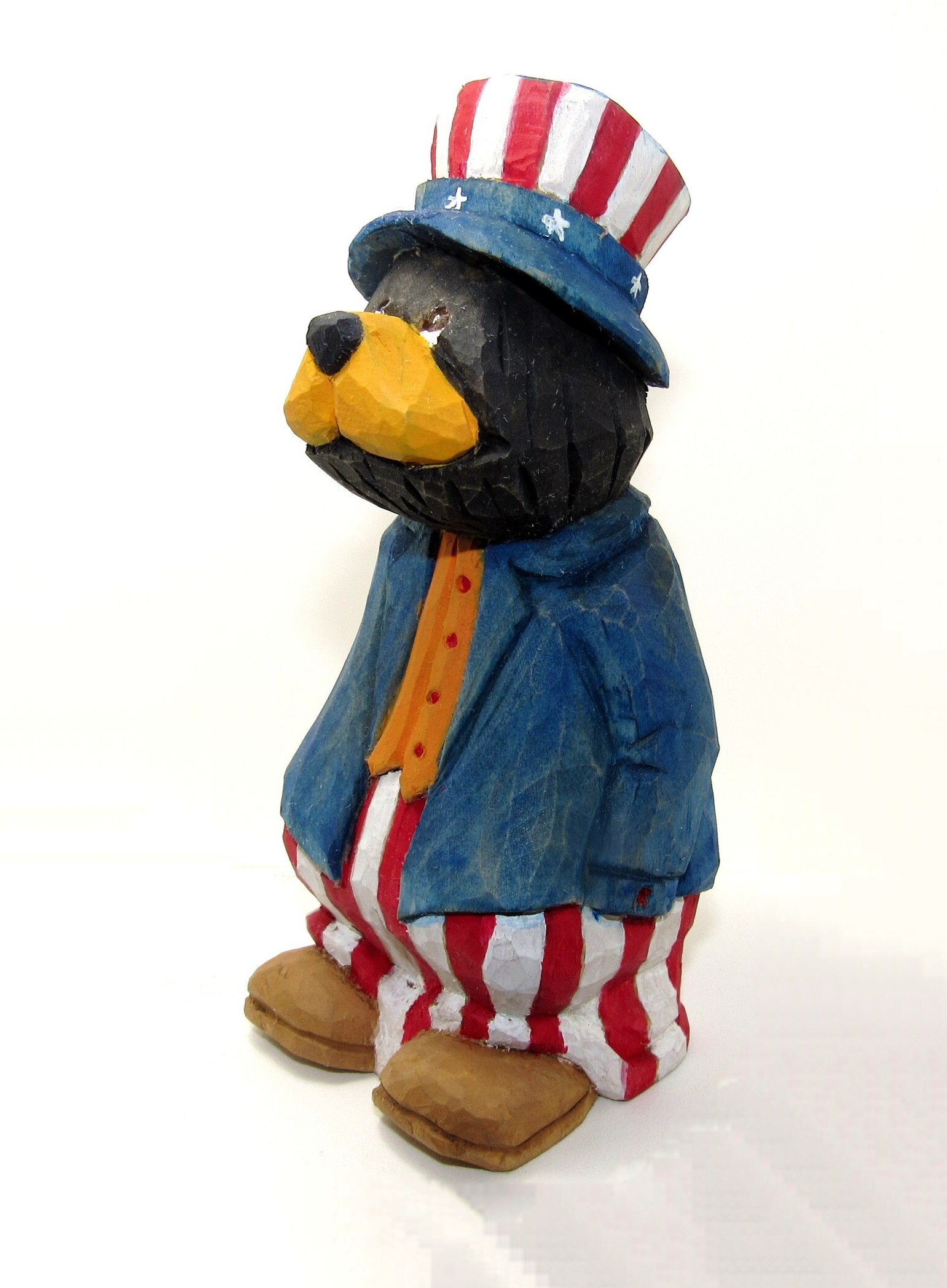 Hand Carved Patriotic Uncle Sam Bear | Etsy