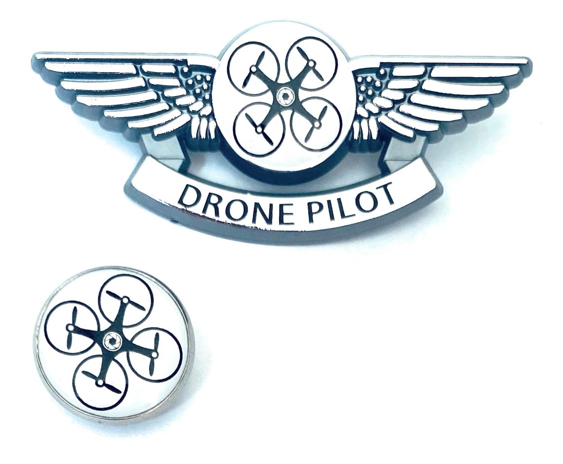 Drone Pilot Silver Plastic Badges Bubble Dome Wings and Tie | Etsy
