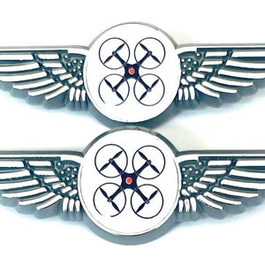 Drone Pilot Silver Plastic Badges Bubble Dome Wings Pins - Etsy