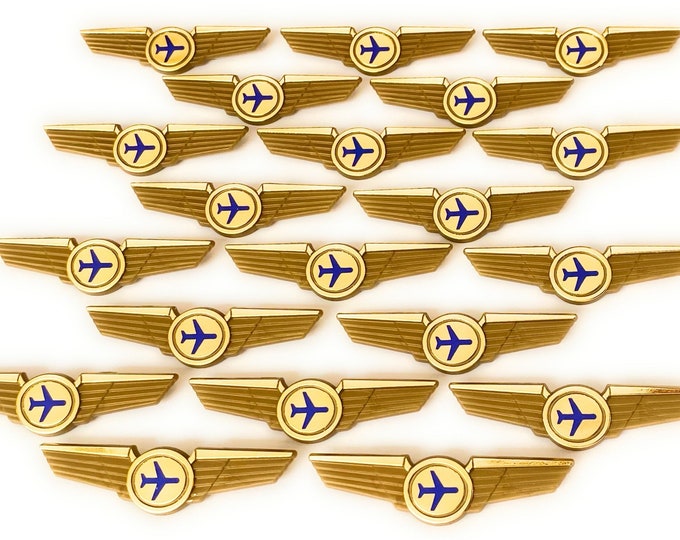Kids Airplane Airlines Pilot Wings Gold Plastic Pins Pinbacks Badges ...