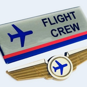 Airlines Flight Attendant or Flight Crew Uniform Badge Plus Gold Wing ...