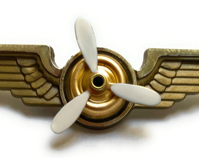 Vintage Delta Airlines Pilot Wing Spinning Propeller Airplane Pin Gold ...